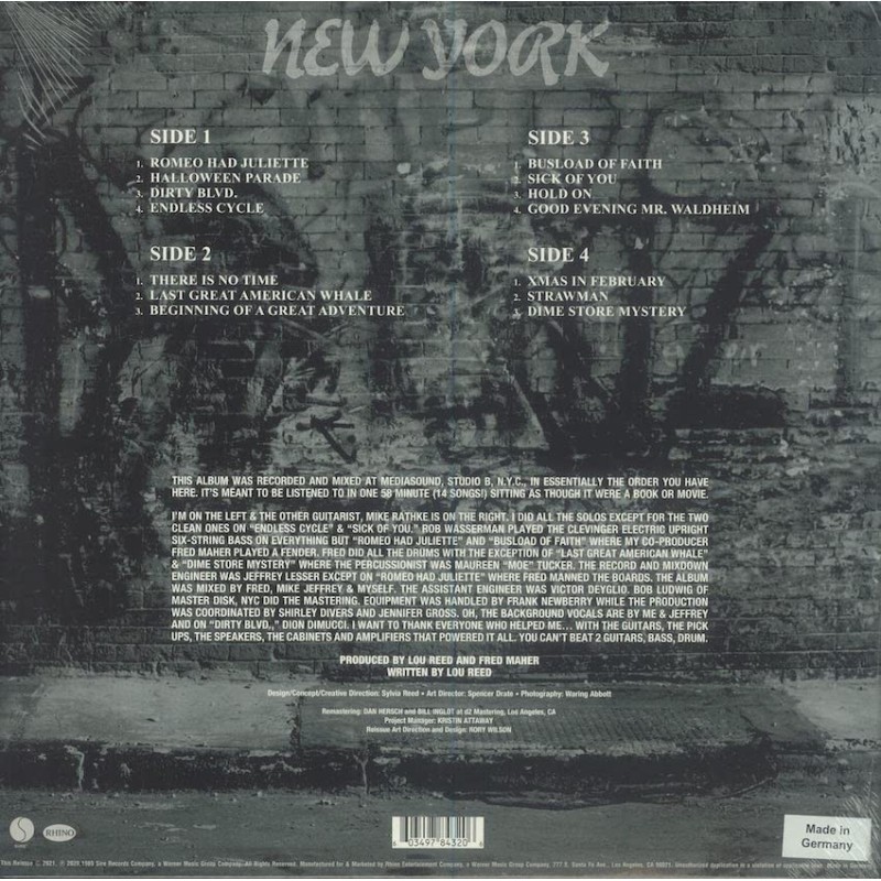 LOU REED-NEW YORK VINYL TRANSPARENTE