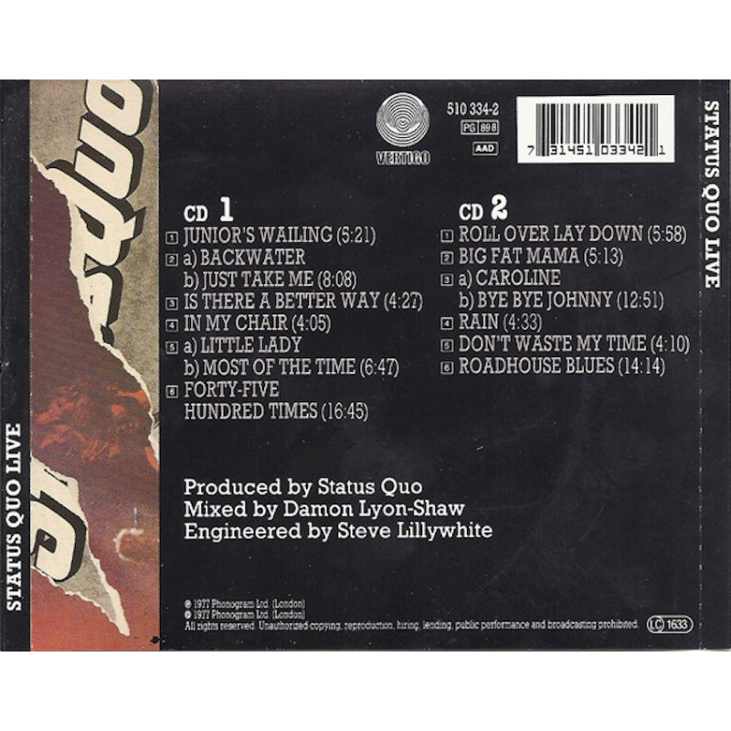 STATUS QUO-STATUS QUO LIVE CD