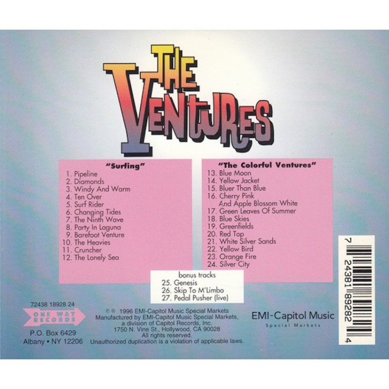 THE VENTURES–SURFING / THE COLORFUL VENTURES CD