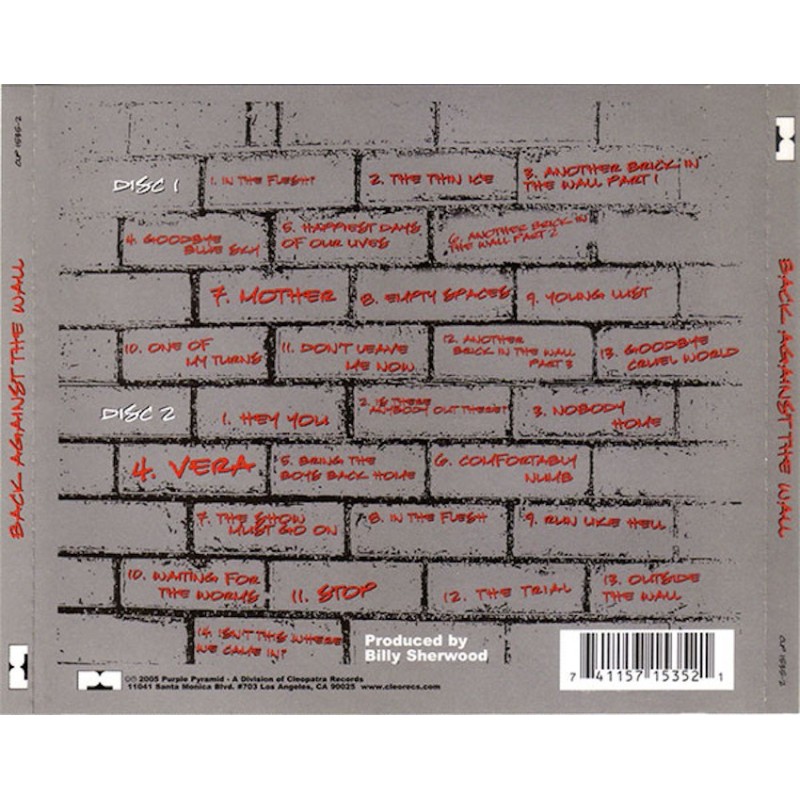 BACK AGAINST THE WALL-A TRIBUTE TO PINK FLOYD 2CD