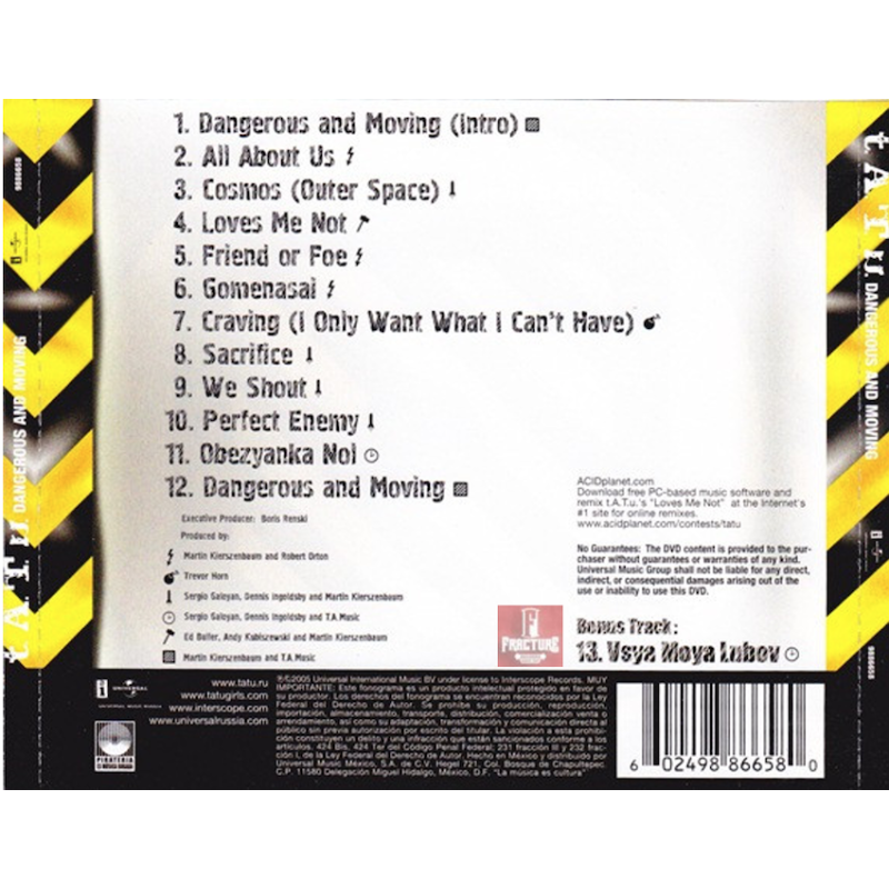 TATU – DANGEROUS AND MOVING CD/DVD