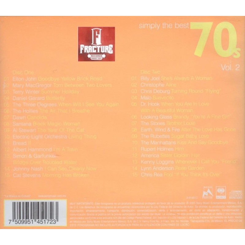SIMPLY THE BEST 70S VOL.2 CD