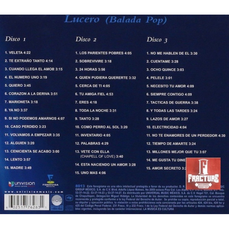 LUCERO – VERSIONES ORIGINALES BALADA POP CD