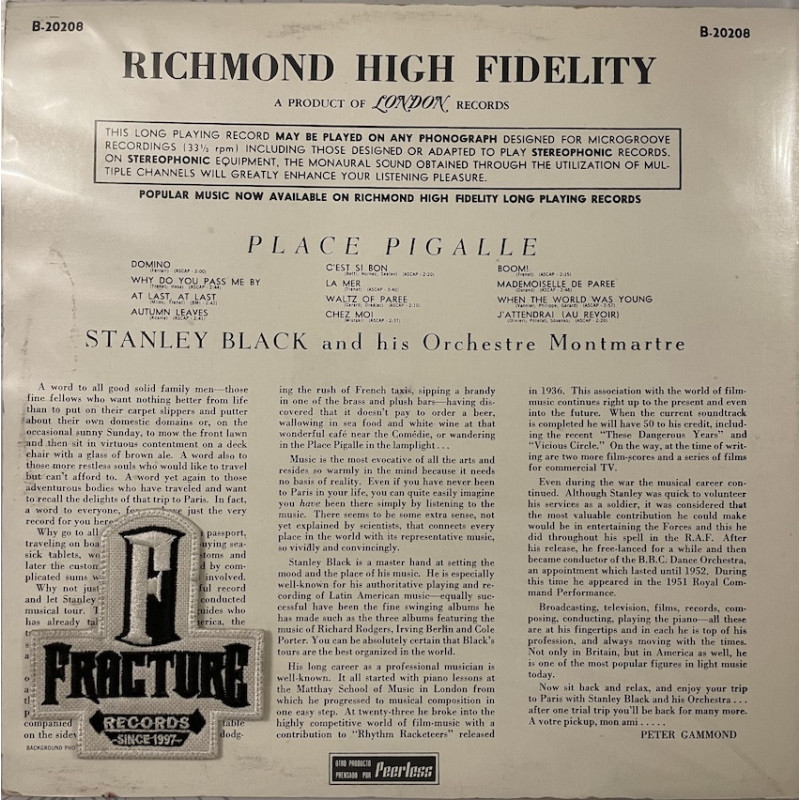 STANLEY BLACK & HIS ORCHESTRA – PLACE PIGALLE VINYL