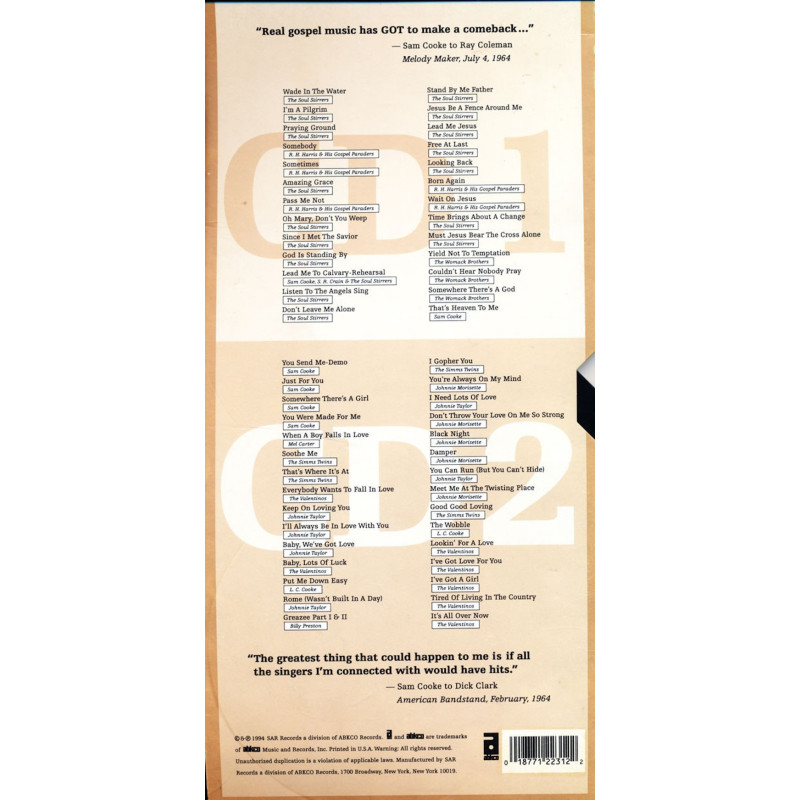 SAM COOKE'S SAR RECORDS STORY 1959-1965 CD